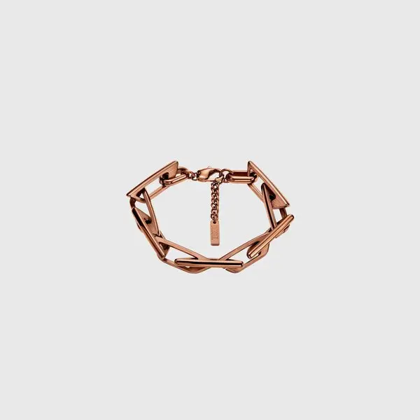 DIESEL® Stainless Steel Link Chain Bracelet With Lobster Clasp - Brown