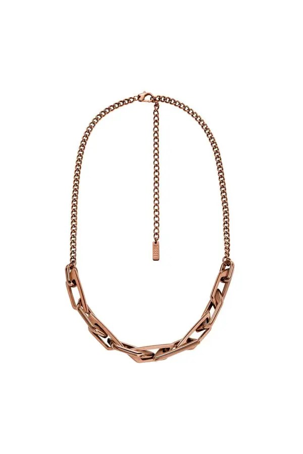 DIESEL® Stainless Steel Link Chain Necklace - Brown