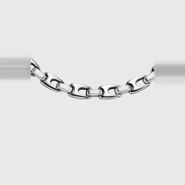 DIESEL® Stainless Steel Link Chain Necklace With Logo Detail - Silver