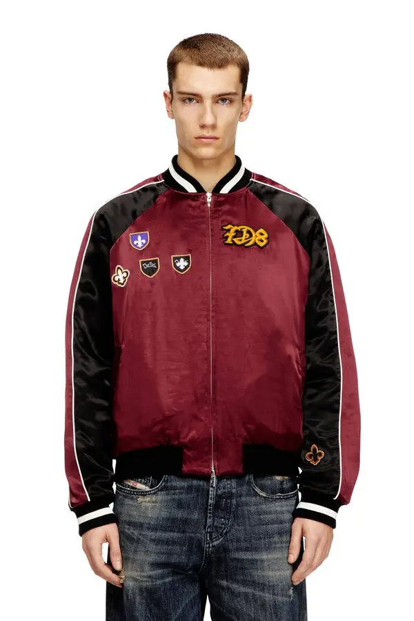 DIESEL® Embellished Satin Bomber Jacket - Multicolor