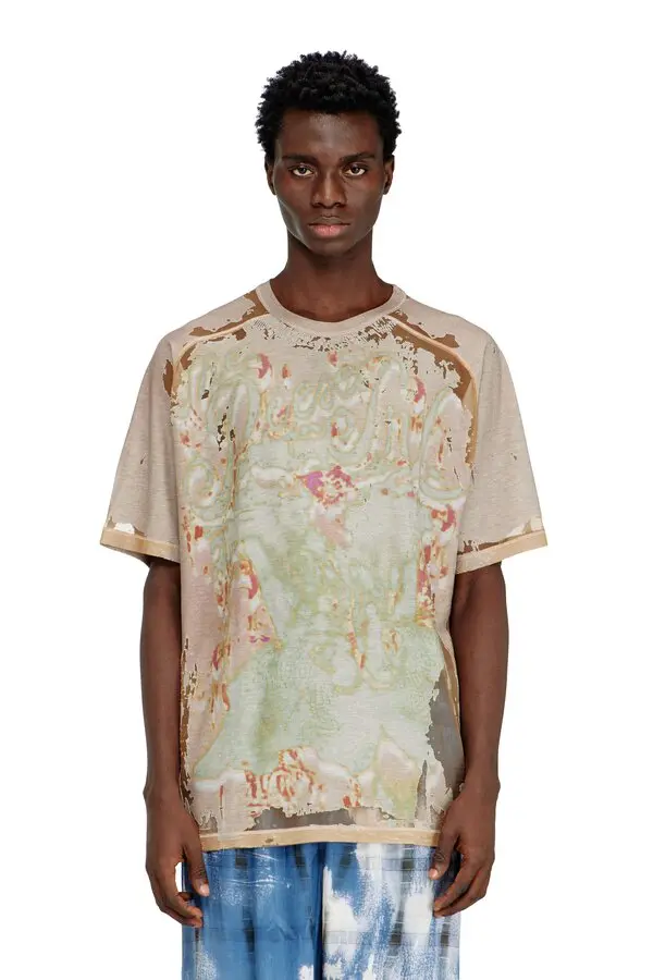 DIESEL® T-shirt In Printed Devoré Jersey