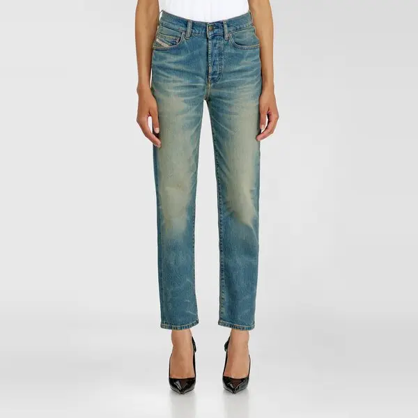 DIESEL® D-went High Waist Cropped Straight Leg Jeans - Blue
