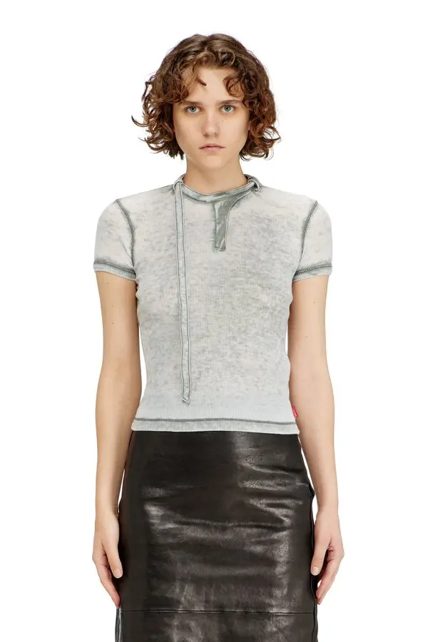 DIESEL® Rib-jersey Biker Neck Strap Top