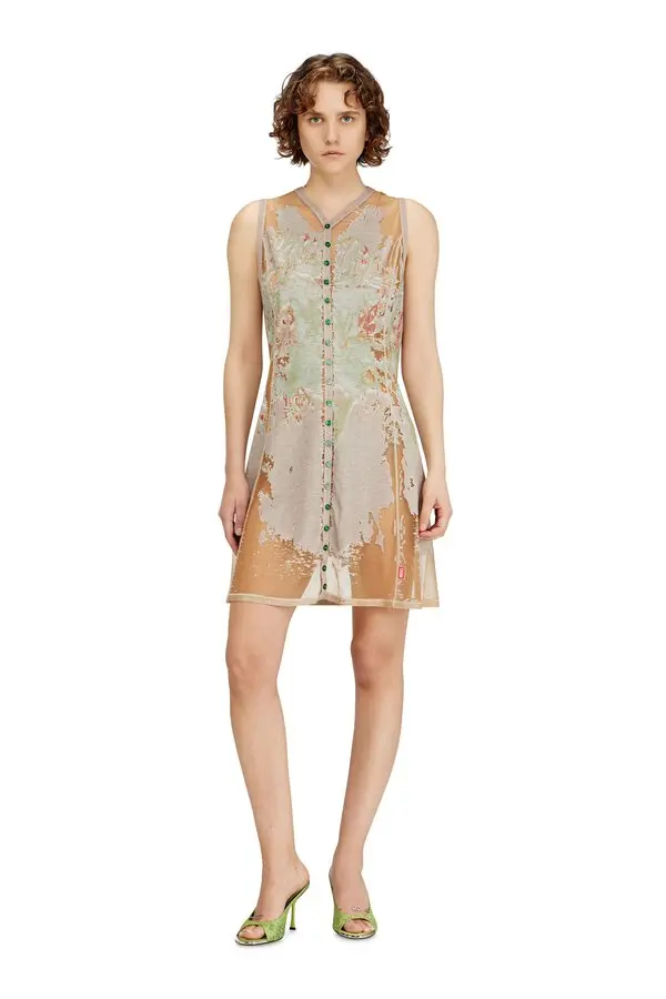 DIESEL® Sleeveless Mini Dress In Printed Devoré Jersey
