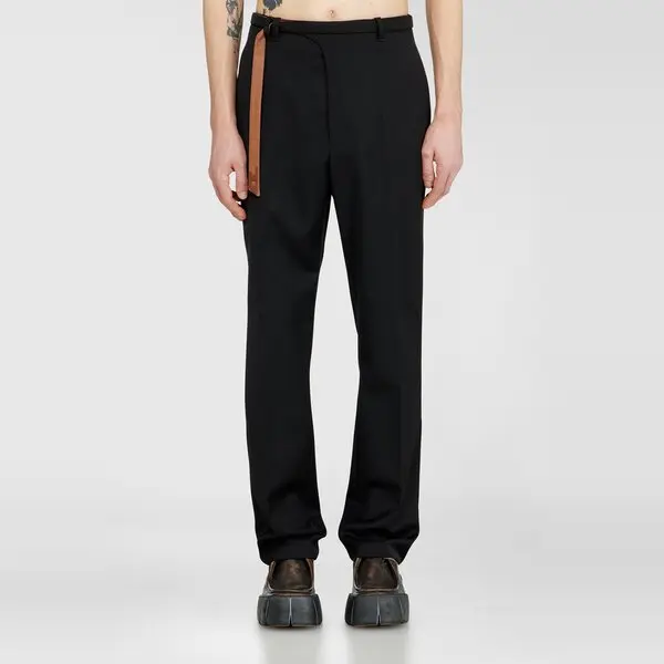 DIESEL® Tailored Trousers With Biker Belt Strap - Black