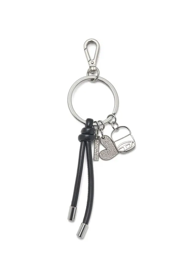 DIESEL® Keyring Charm With Heart And Bag Pendants - Silver