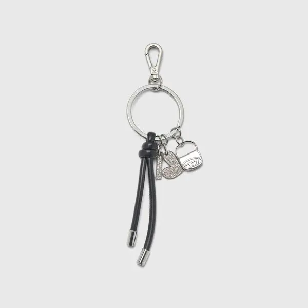 DIESEL® Keyring Charm With Heart And Bag Pendants - Silver