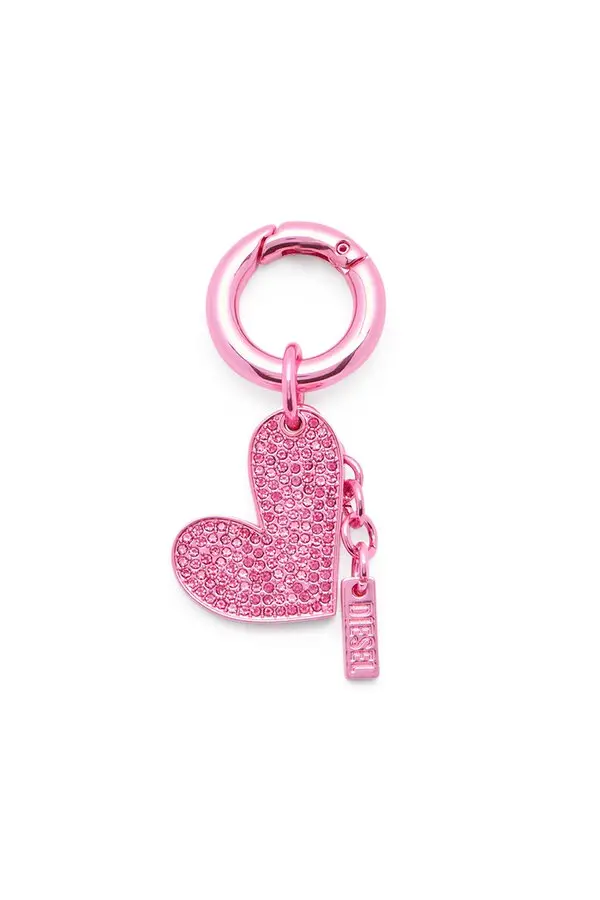 DIESEL® Metal Heart Charm With Pave Crystals - Pink