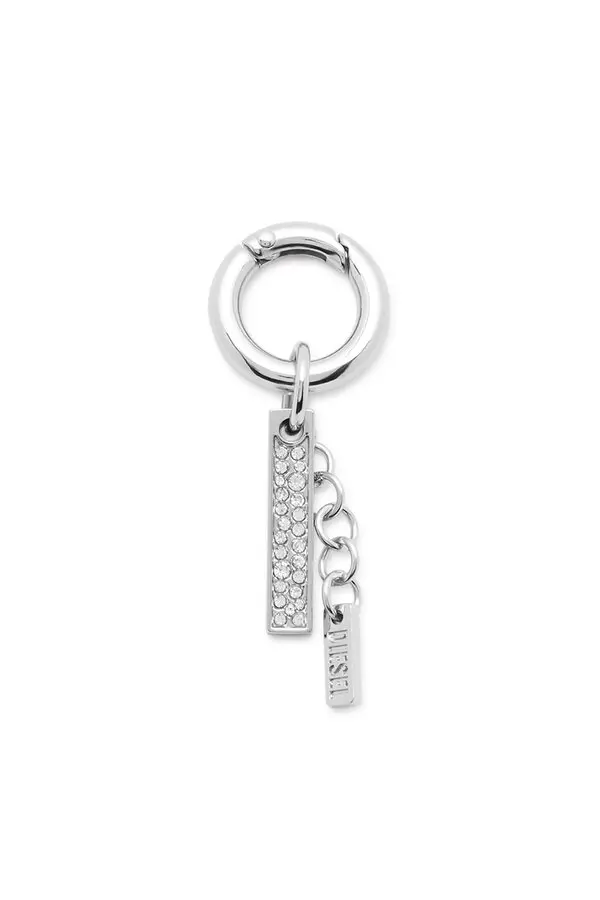 DIESEL® Rhinestone Embellished Bar Charm With Logo Tag