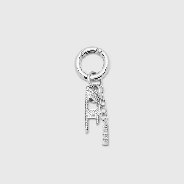DIESEL® D Charm With Rhinestone Embellishment - Silver
