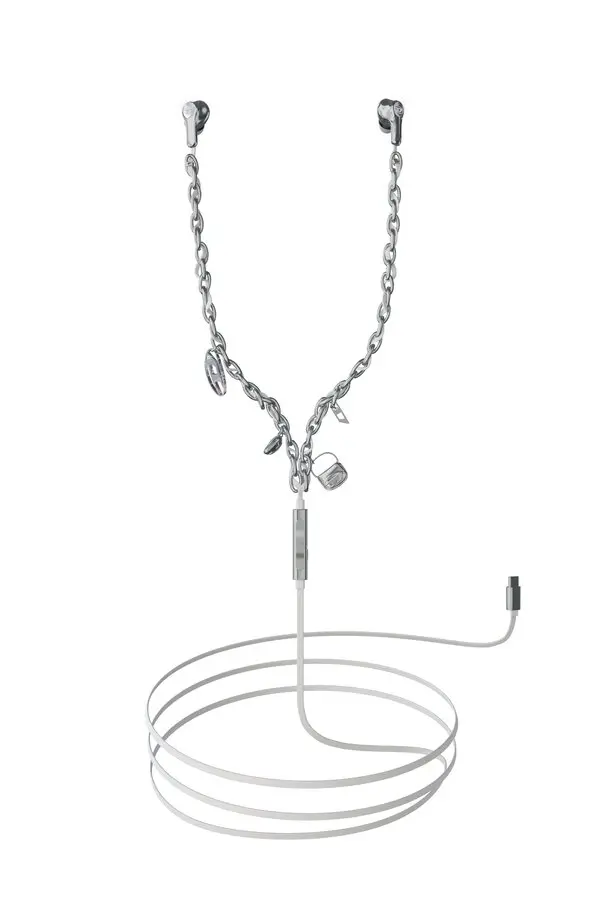 DIESEL® Tone Wired Earbuds With Charms - Silver
