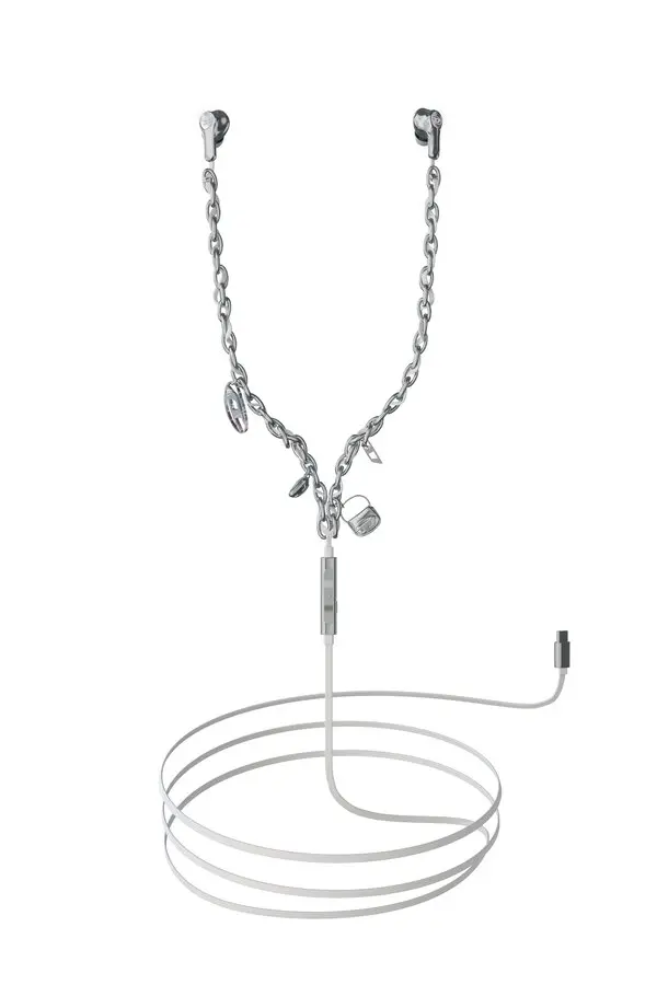 DIESEL® Tone Wired Earbuds With Charms - Silver
