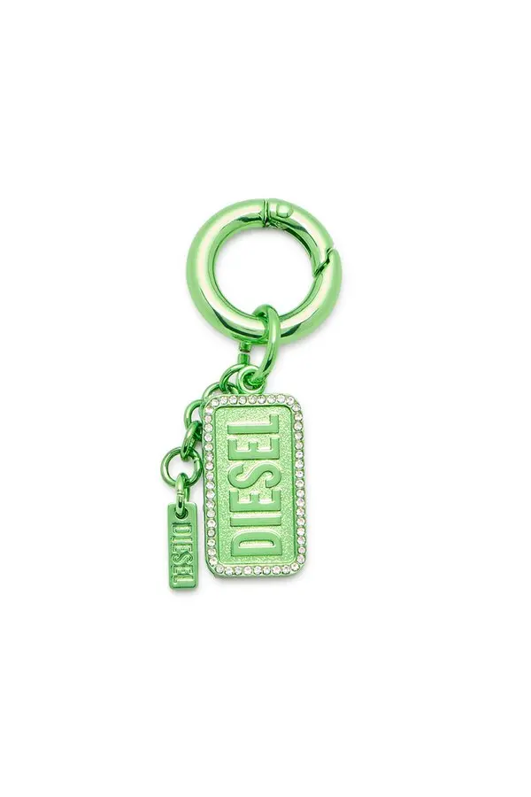 DIESEL® Embellished Logo Metal Keyring - Green