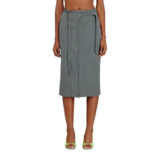 DIESEL® Tailored Midi Pencil Skirt With Biker Straps And Zip Detail