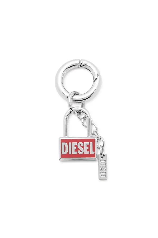 DIESEL® Padlock Charm With Enamel Logo - Silver