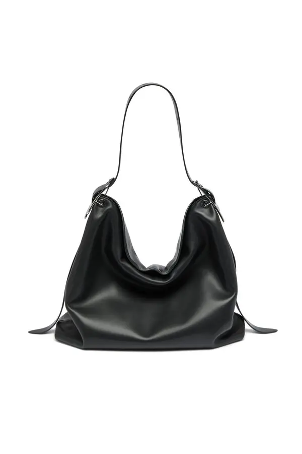 DIESEL® D-line Leather Hobo Bag - Black