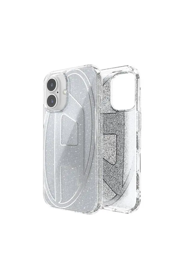 DIESEL® Oval D Glitter Case For I P 16 - Silver