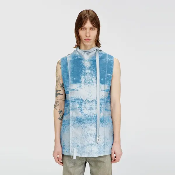 DIESEL® Sleeveless Vest In Satin Denim