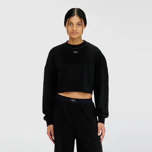 DIESEL® Cropped Top In Light Stretch Scuba - Black