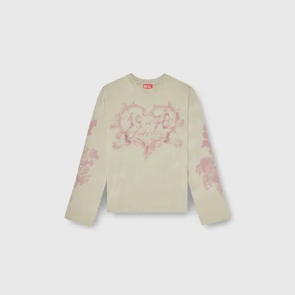 DIESEL® Cotton Long-sleeve T-shirt With Graphic Print - Multicolor