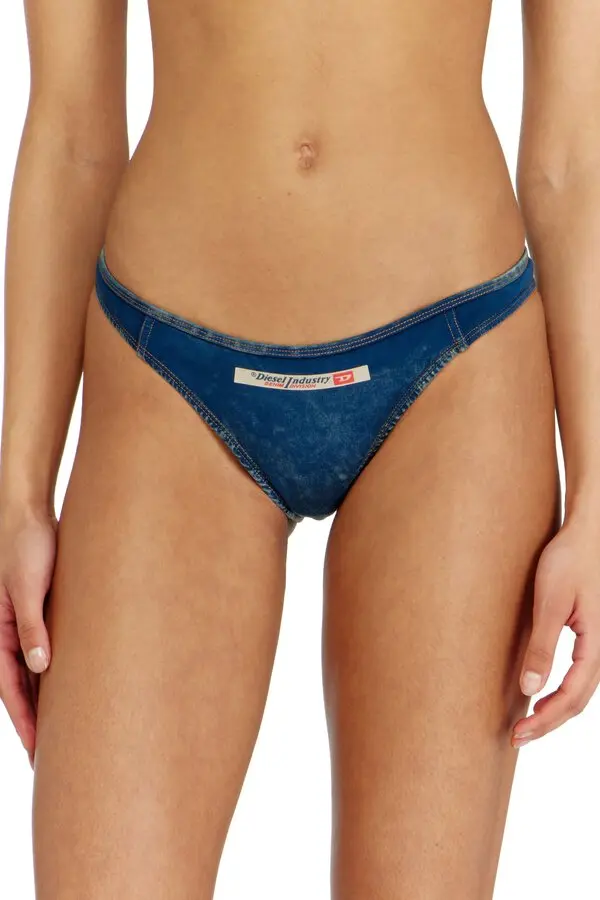 DIESEL® Cotton Brazilian Briefs With Denim Effect - Blue