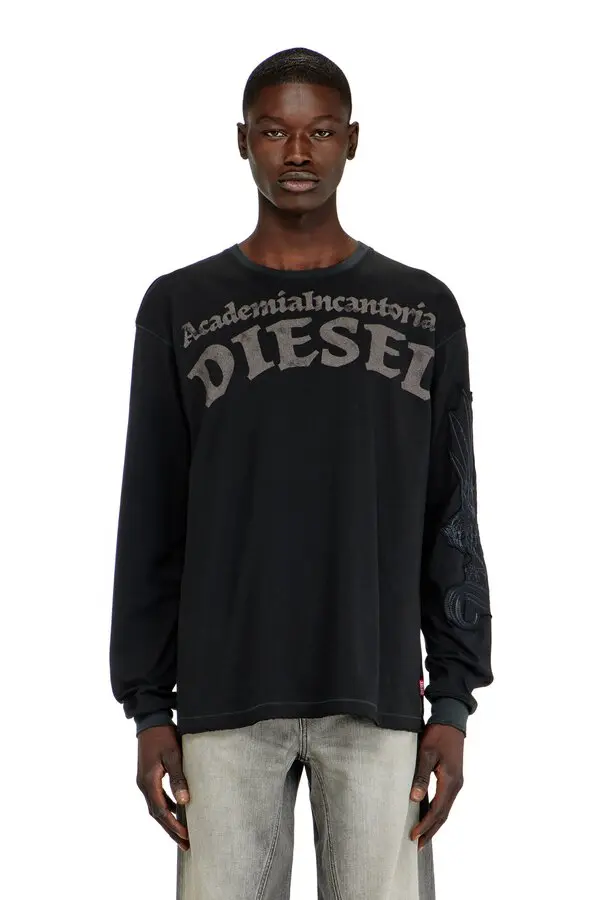 DIESEL® Long-sleeve T-shirt With Prints And Patches