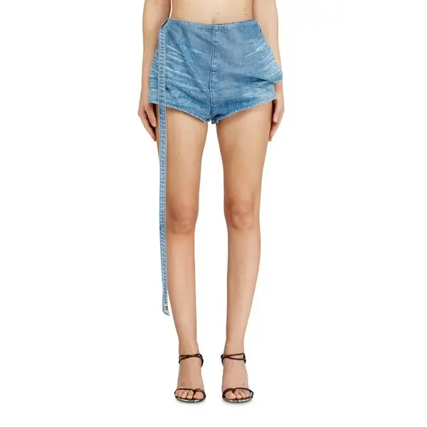 DIESEL® Deconstructed Satin Denim Shorts - Blue