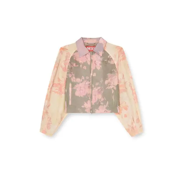 DIESEL® Floral Crinkled Acetate Bomber Jacket - Multicolor