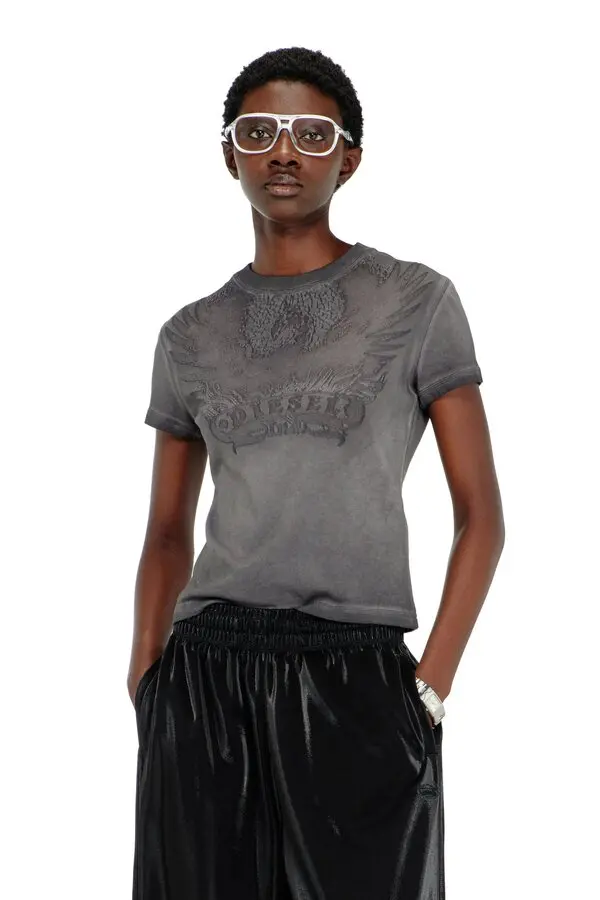 DIESEL® Slim Fit Dèvoré Phoenix T-shirt - Grey