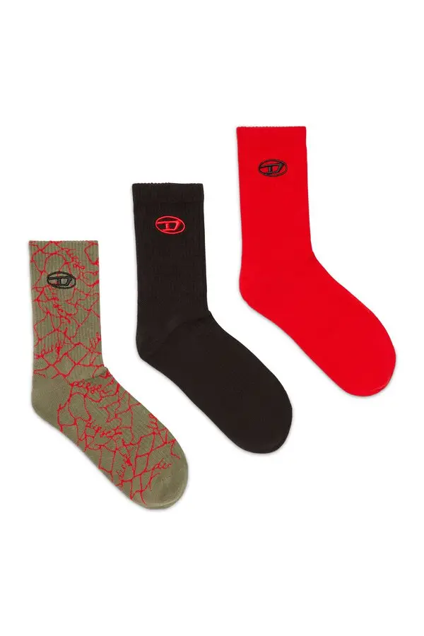 DIESEL® Three-pack Socks With Logo Detail - Multicolor