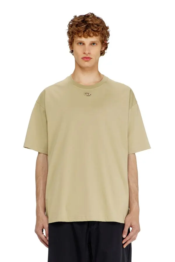 DIESEL® Relaxed Cotton T-shirt With Oval D Embroidery - Beige