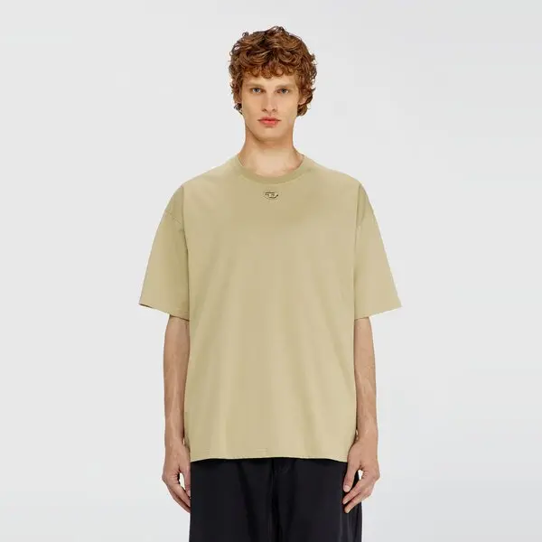 DIESEL® Relaxed Cotton T-shirt With Oval D Embroidery - Beige