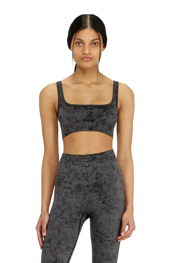 DIESEL® Sports Bra With Utilitarian Print - Grey