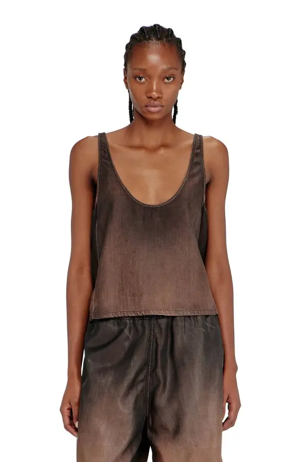 DIESEL® Fluid Coated Denim Tank Top - Brown