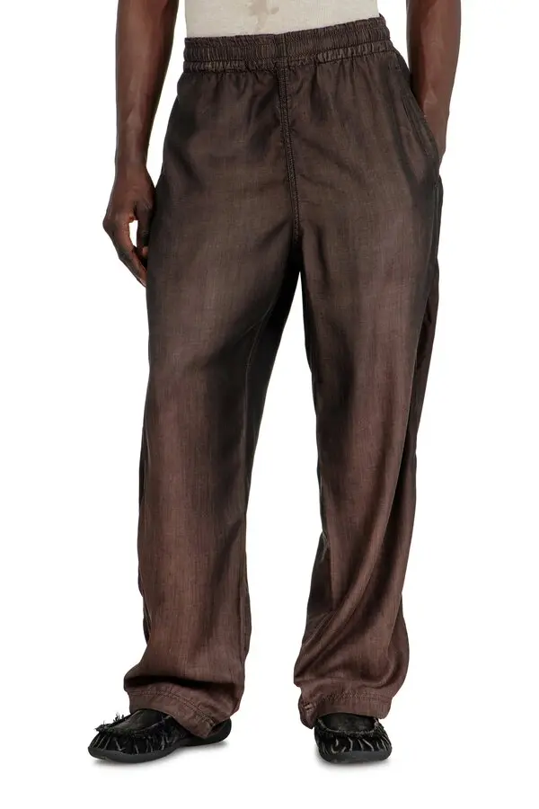 DIESEL® Relaxed Fit Wide Leg Jeans With Elastic Waistband - Brown
