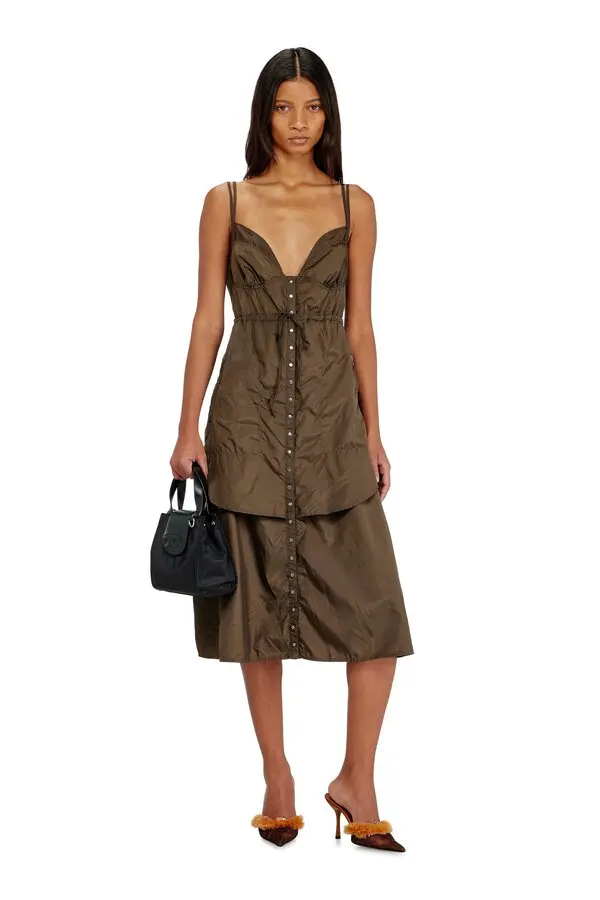 DIESEL® Lightweight Nylon Dress With Layered Design - Brown