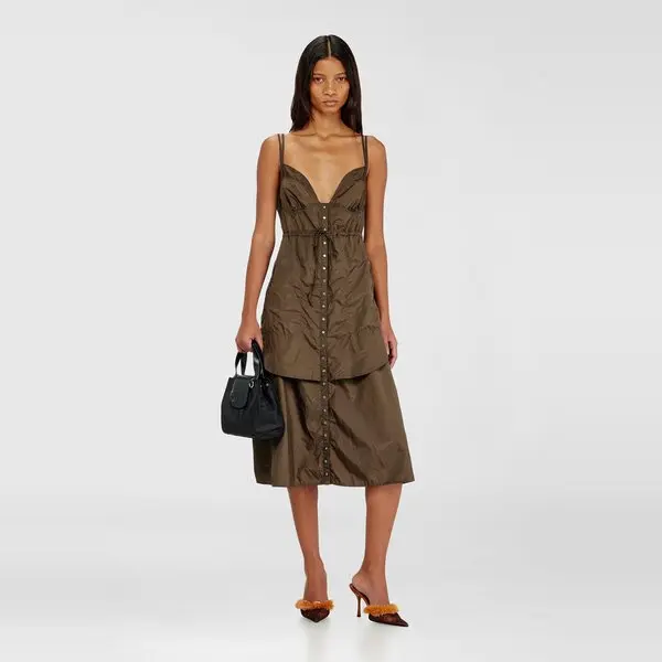 DIESEL® Lightweight Nylon Dress With Iridescent Finish - Brown
