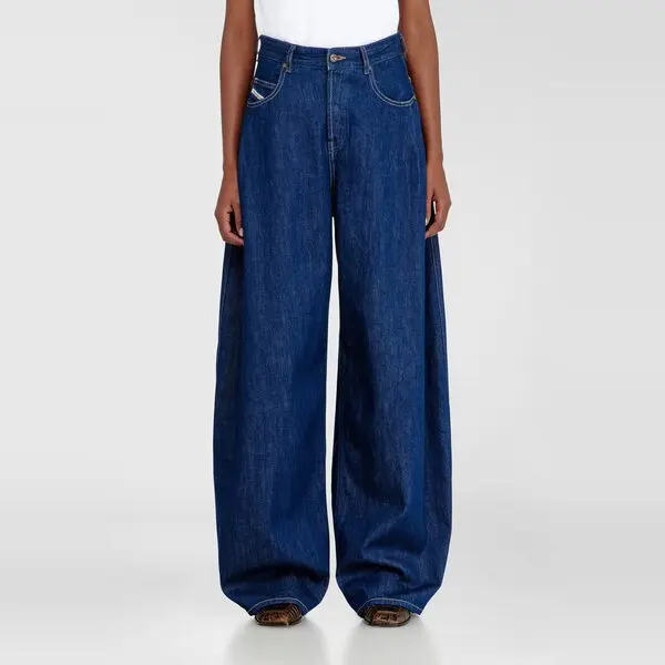 DIESEL® 1987 D-khelz Relaxed High-waist Wide Leg Jeans In Dark Wash - Blue