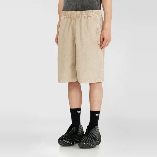 DIESEL® Treated Nylon Shorts With Drawstring Waist - Beige