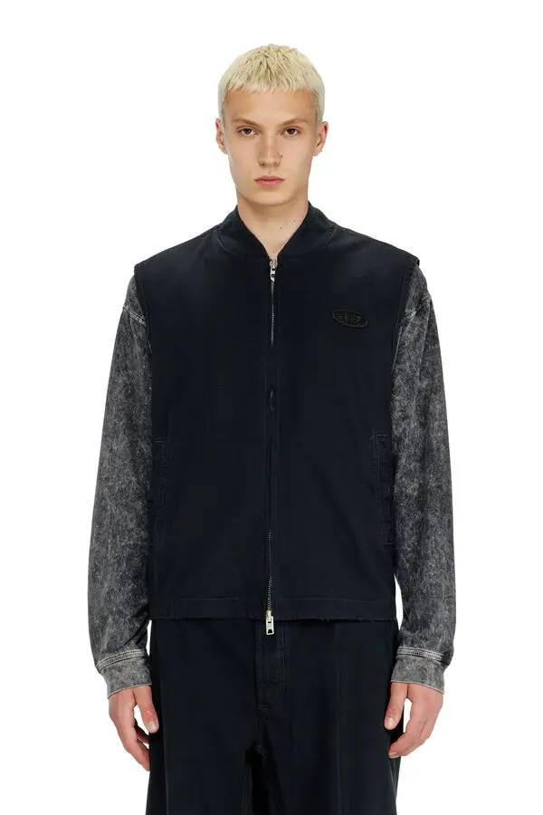 DIESEL® Cotton Ripstop Vest With Oval D Patch - Black