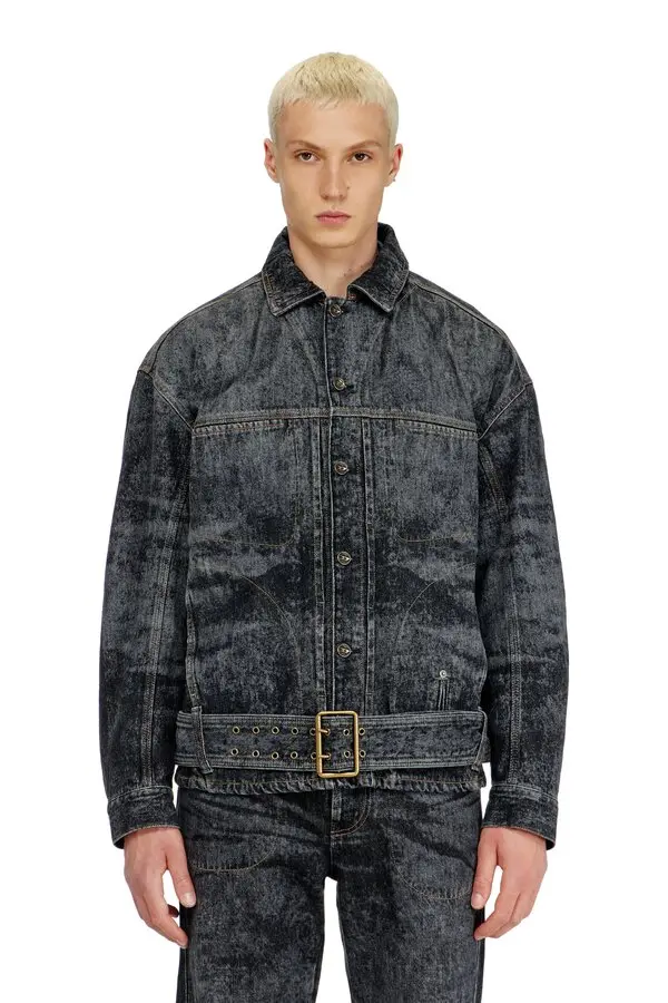 DIESEL® Biker-inspired Denim Jacket With Gold-tone Hardware