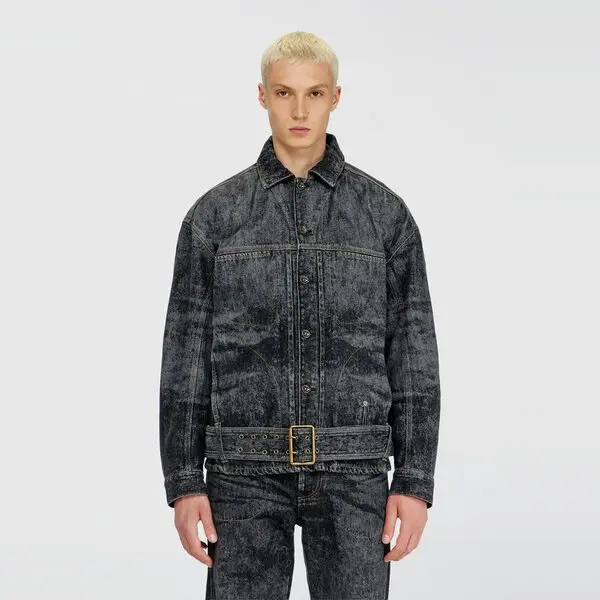 DIESEL® Biker-inspired Denim Jacket With Gold-tone Hardware - Grey