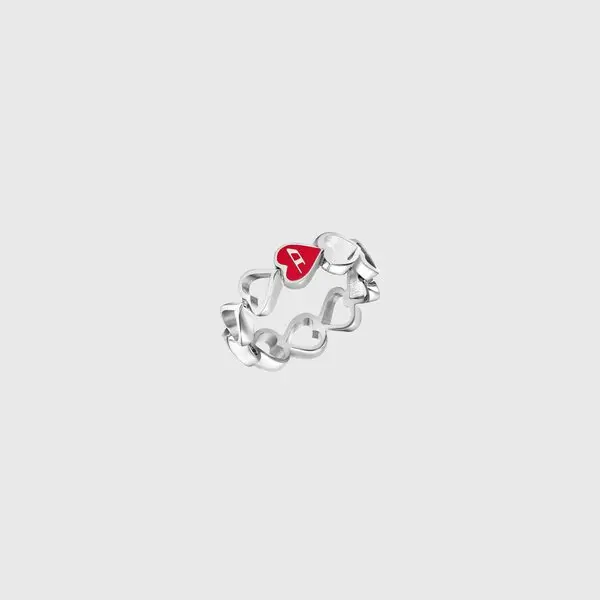 DIESEL® Stainless Steel Heart Motif Band Ring - Silver