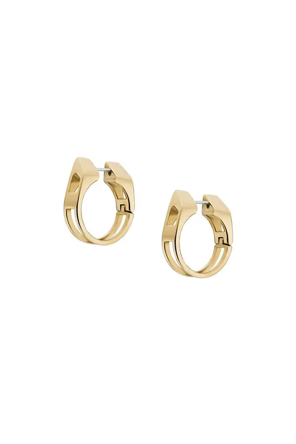 DIESEL® Stainless Steel Logo Hoop Earrings - Gold