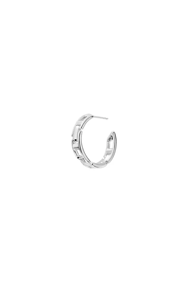 DIESEL® Sterling Hoop Earring With Logo Detail - Silver