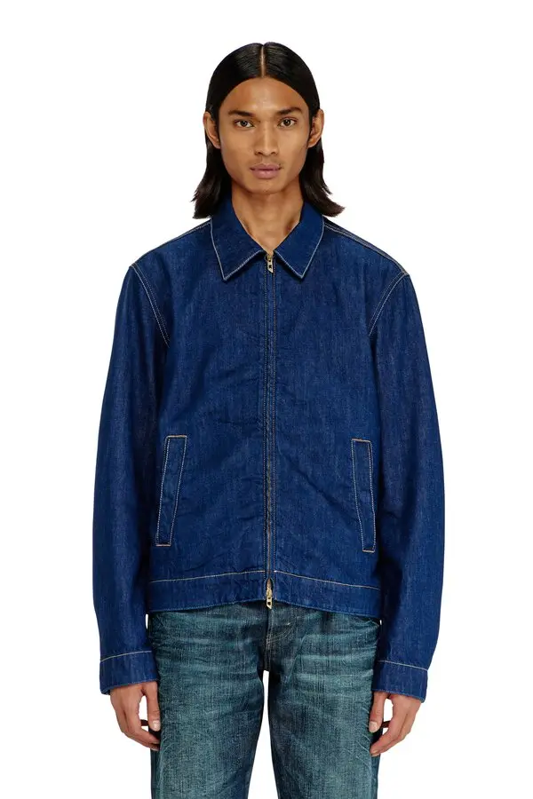 DIESEL® Rinse Denim Coach Jacket With D-logo Pulls