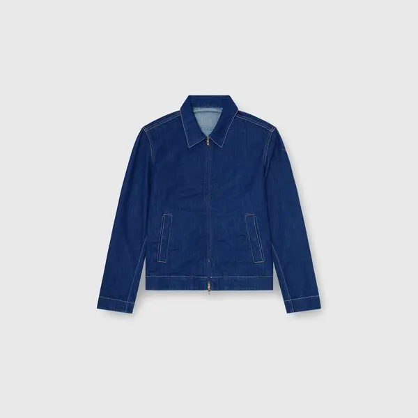 DIESEL® Rinse Denim Coach Jacket With D-logo Pulls - Blue