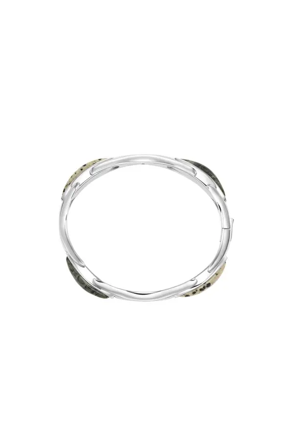 DIESEL® Stainless Steel Bangle Bracelet With Natural Jasper - Silver