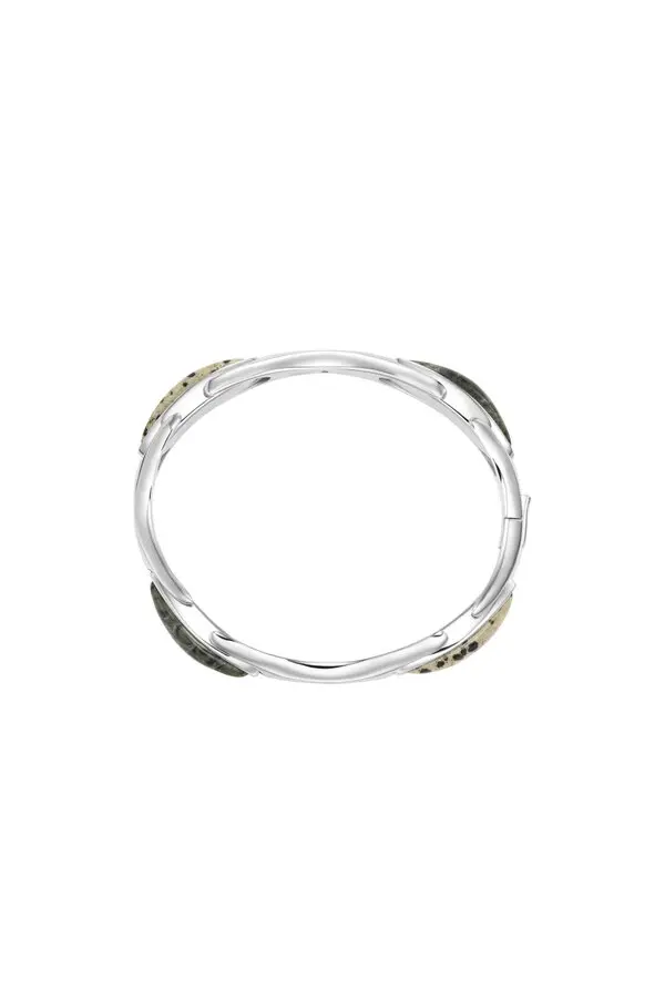 DIESEL® Stainless Steel Bangle Bracelet With Natural Jasper - Silver