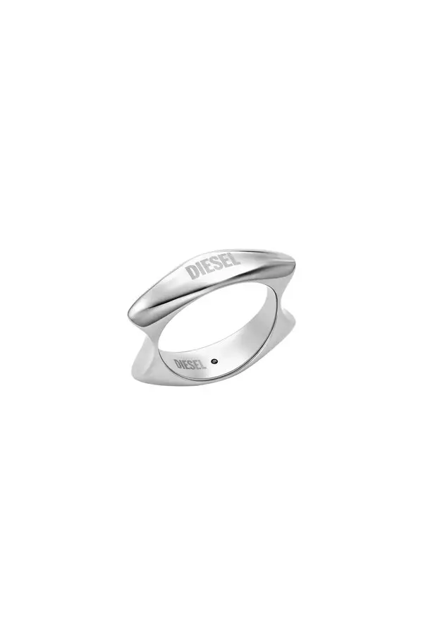 DIESEL® Stainless Steel Logo Band Ring - Silver